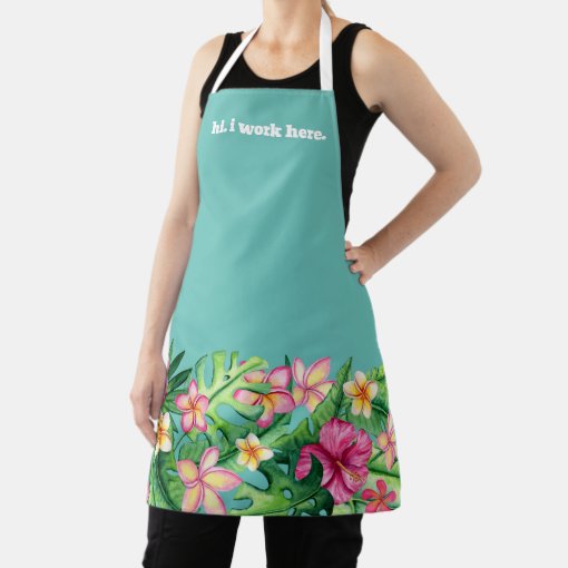 Employee Tropical Flower Border Apron | Zazzle