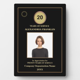 Employee Years Of Service Photo Logo Gold Awards Plaque | Zazzle
