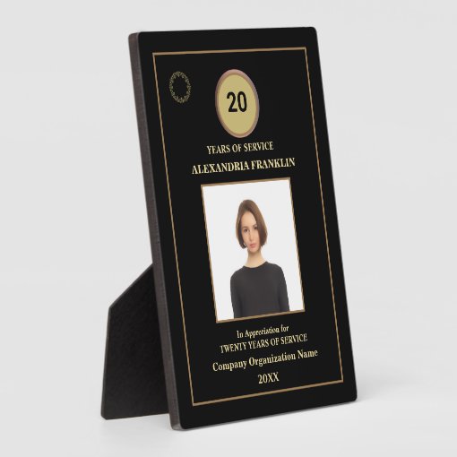 Employee Years Of Service Photo Logo Gold Awards Plaque | Zazzle