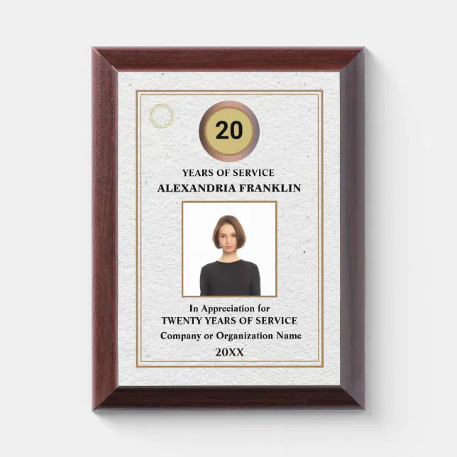 Employee Years Of Service Photo Logo Gold Custom Award Plaque | Zazzle