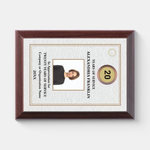 Employee Years Of Service Photo Logo Gold Custom Award Plaque | Zazzle