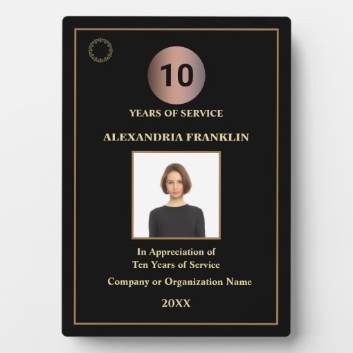Employee Years Of Service Photo Logo Gold Custom Plaque | Zazzle