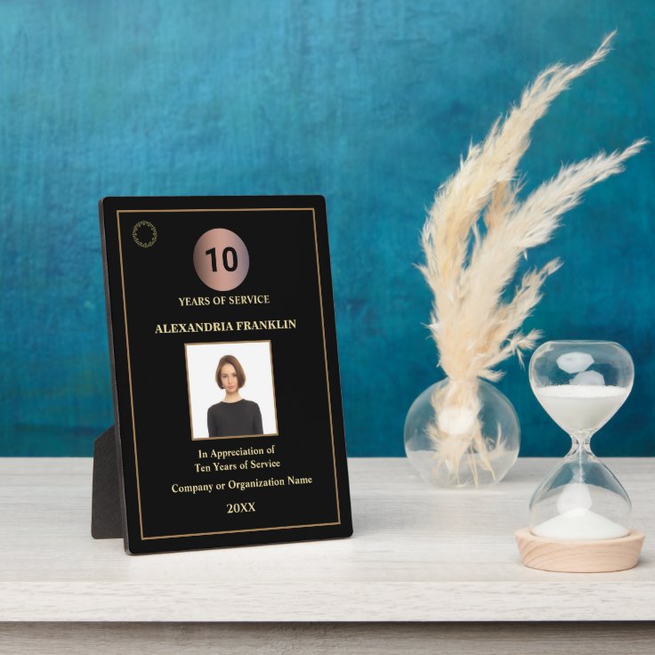 Employee Years Of Service Photo Logo Gold Custom Plaque | Zazzle