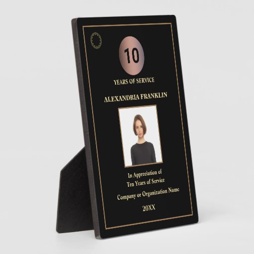 Employee Years Of Service Photo Logo Gold Custom Plaque | Zazzle
