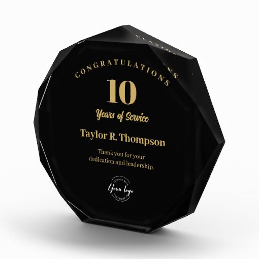 Employee years of service recognition logo Custom Acrylic Award | Zazzle