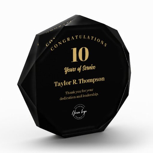 Employee years of service recognition logo Custom Acrylic Award | Zazzle