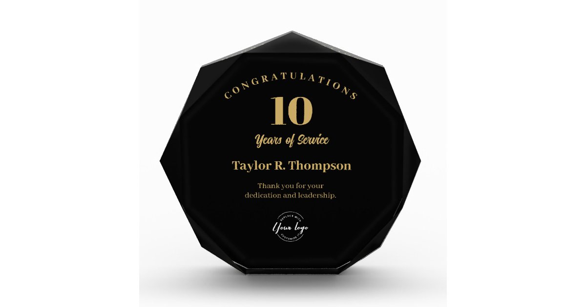 Employee years of service recognition logo Custom Acrylic Award | Zazzle