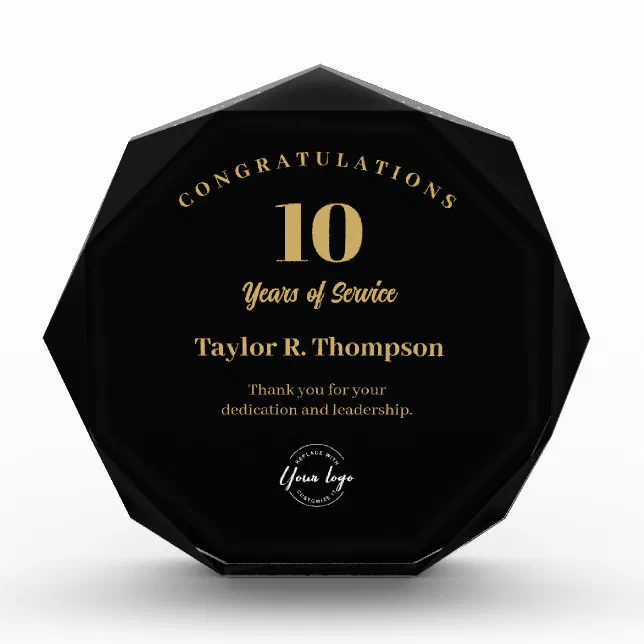 Employee years of service recognition logo Custom Acrylic Award | Zazzle
