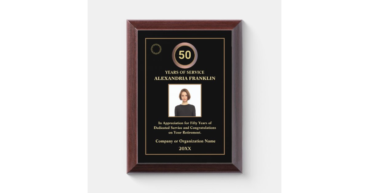 Employee Years Of Service Retirement Photo Logo Award Plaque | Zazzle