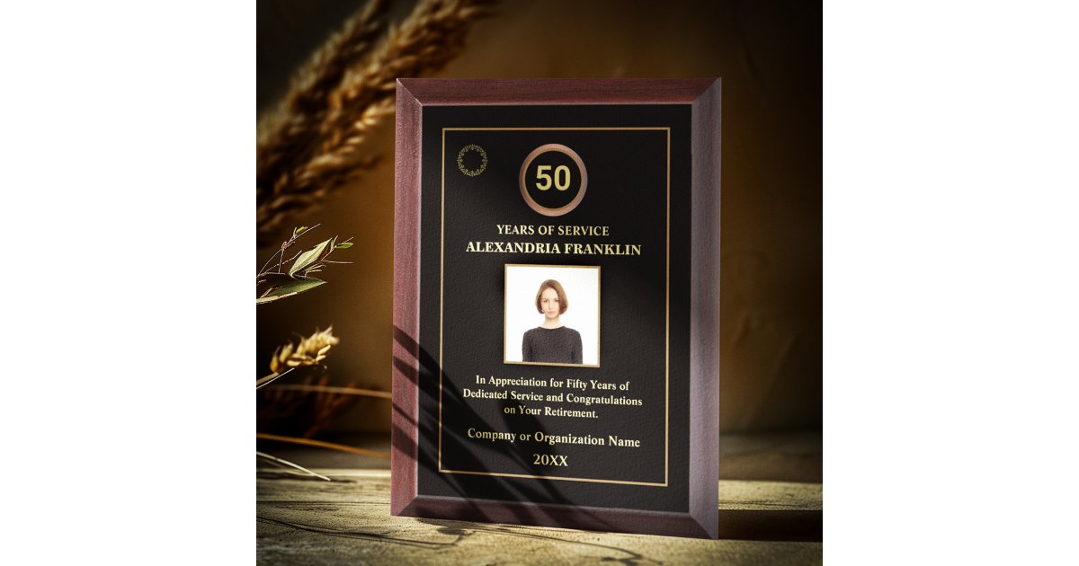 Employee Years Of Service Retirement Photo Logo Award Plaque | Zazzle