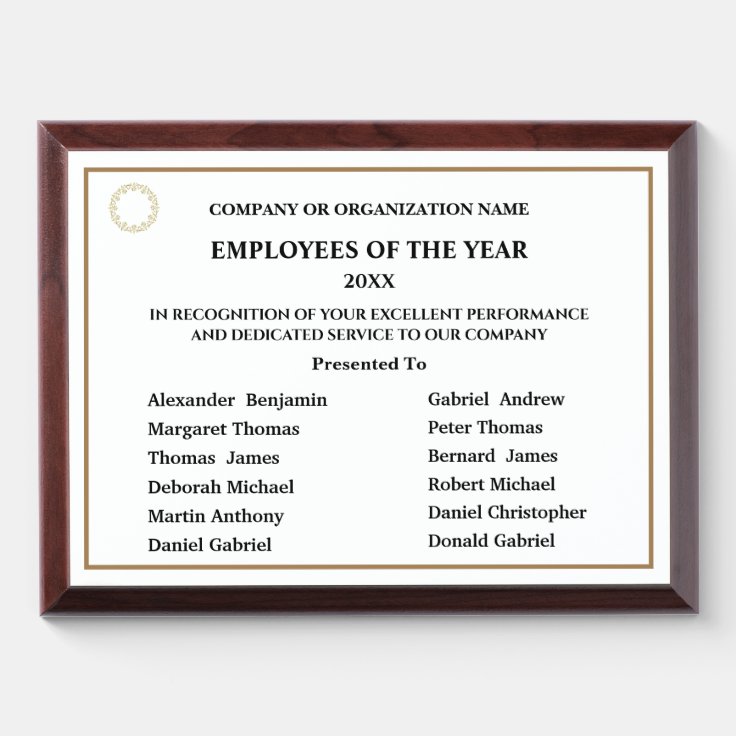 Employees Of The Year Business Logo Awards Plaque | Zazzle