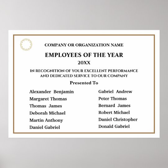 Employees Of The Year Business Logo Awards Poster | Zazzle.com