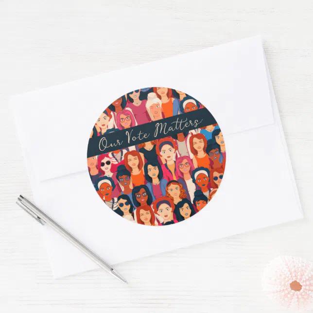 Empowered Women Vote Blank Inside Card Classic Round Sticker | Zazzle
