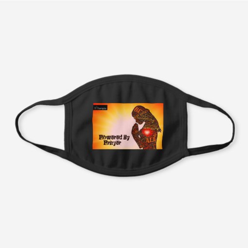 EMPOWERMENT FACE MASKS: Powered By Prayer™ Black Cotton Face Mask | Zazzle