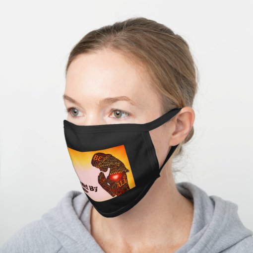 EMPOWERMENT FACE MASKS: Powered By Prayer™ Black Cotton Face Mask | Zazzle
