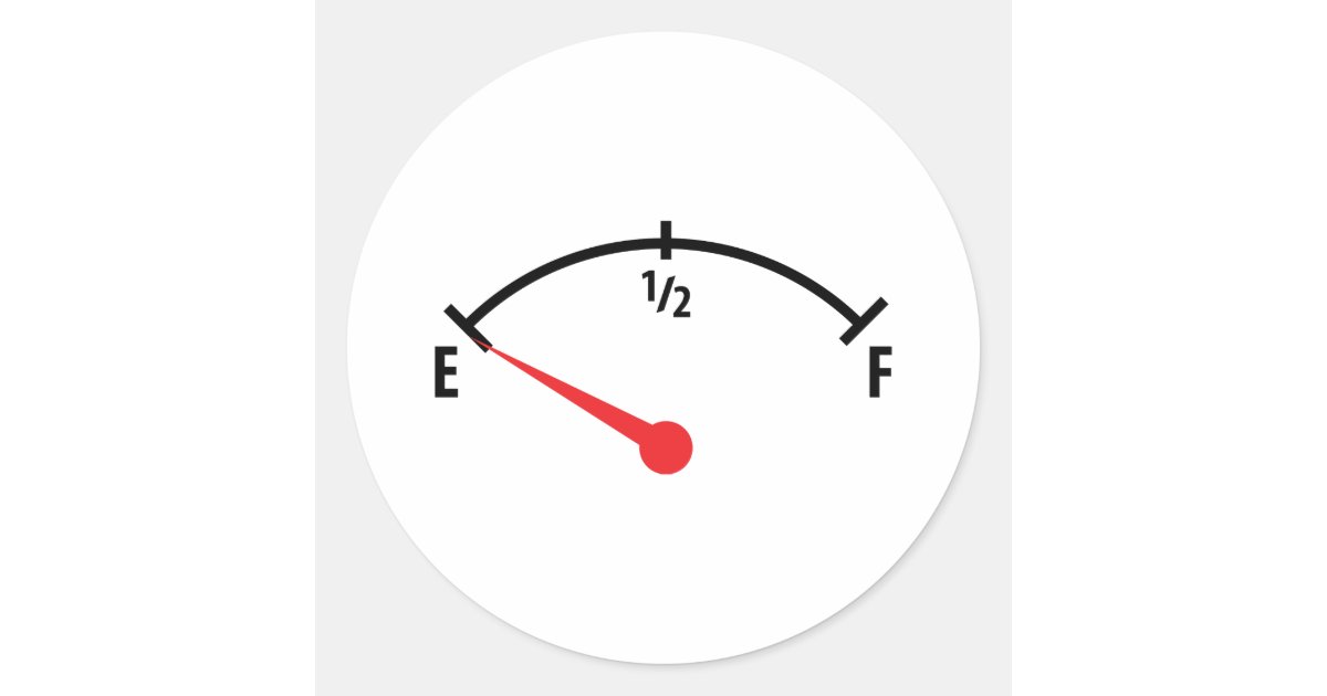 empty fuel tank indicator gauge car classic round sticker | Zazzle