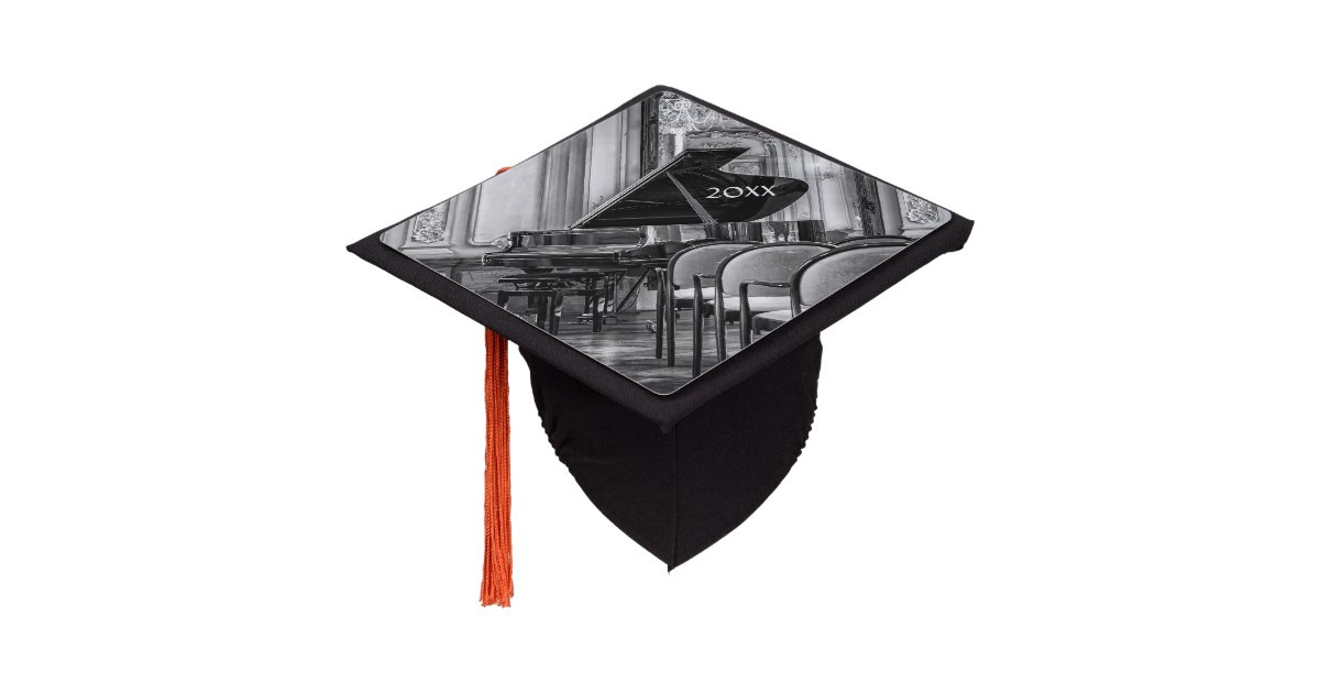 Empty Notes Black and White Music Photograph Graduation Cap Topper | Zazzle