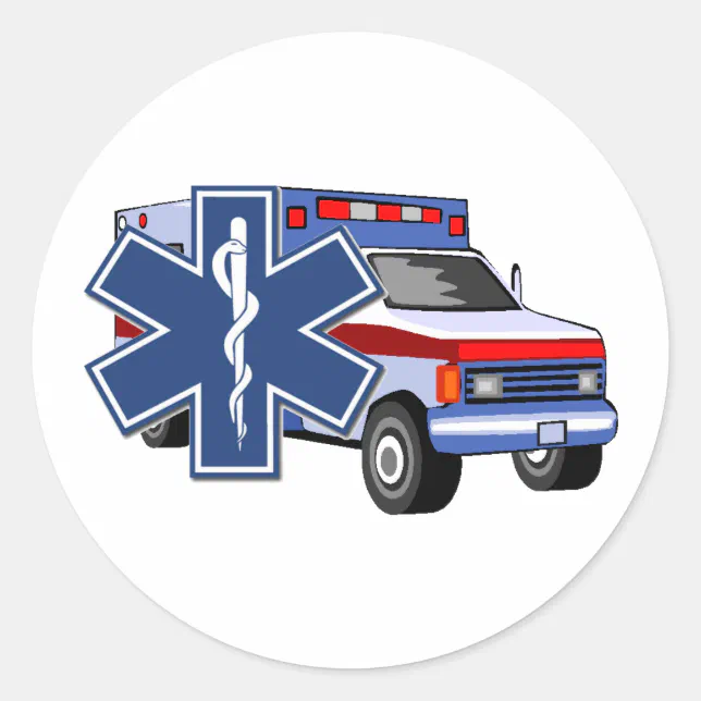 EMS Ambulance Classic Round Sticker | Zazzle