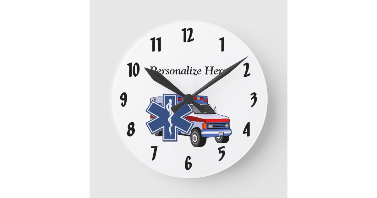 EMS Ambulance Round Clock | Zazzle