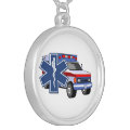 EMS Ambulance Silver Plated Necklace | Zazzle