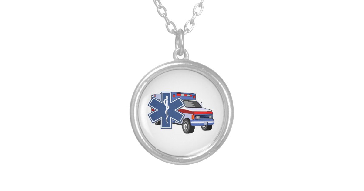 EMS Ambulance Silver Plated Necklace | Zazzle