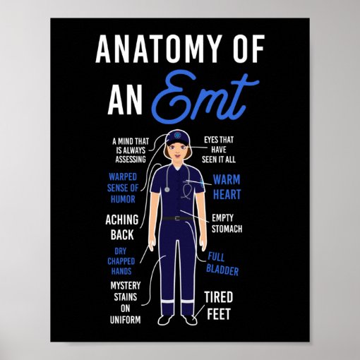 EMS Emergency Anatomy Of An EMT Poster | Zazzle