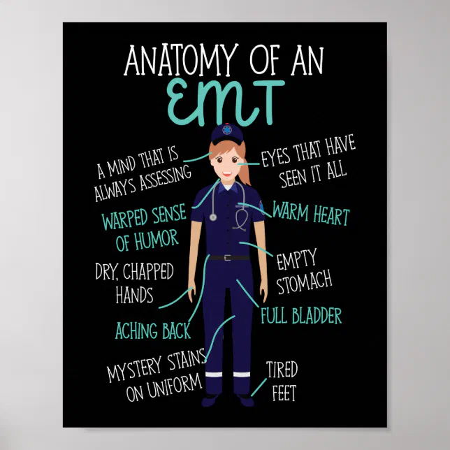 EMS Emergency Anatomy Of An Emt Poster | Zazzle