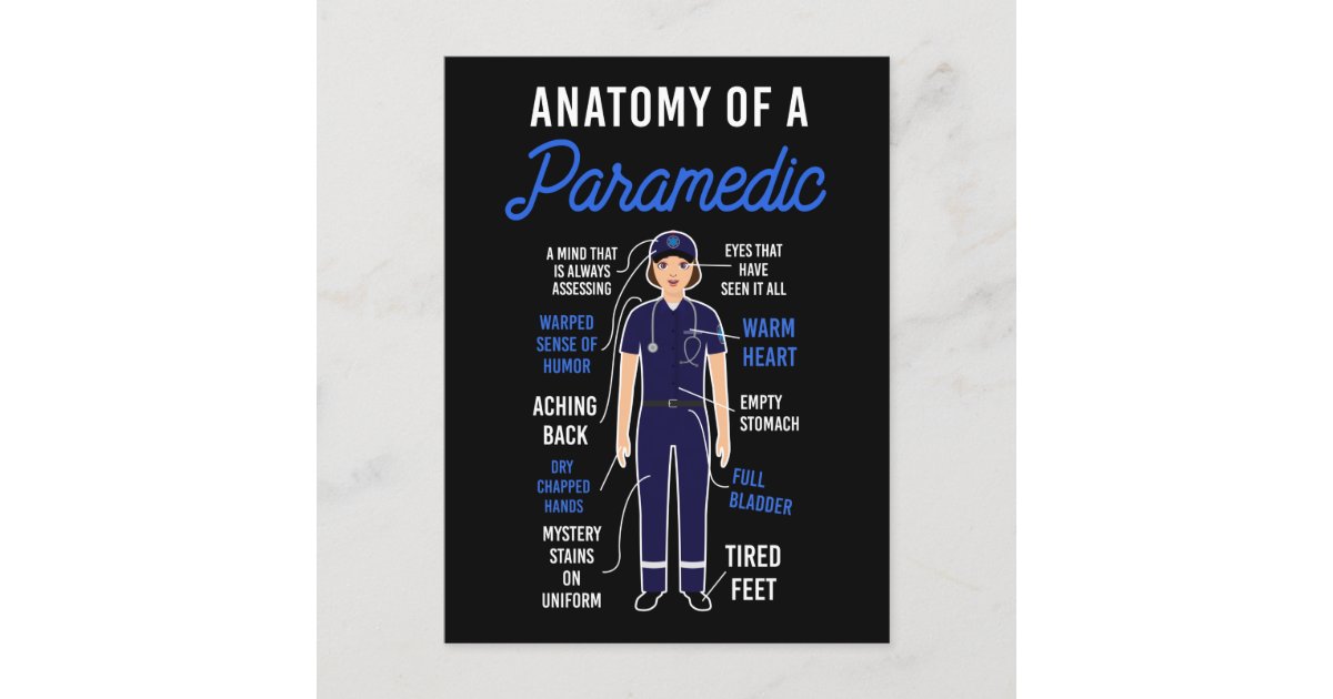 EMS Emergency Anatomy Of An Paramedic Holiday Postcard | Zazzle