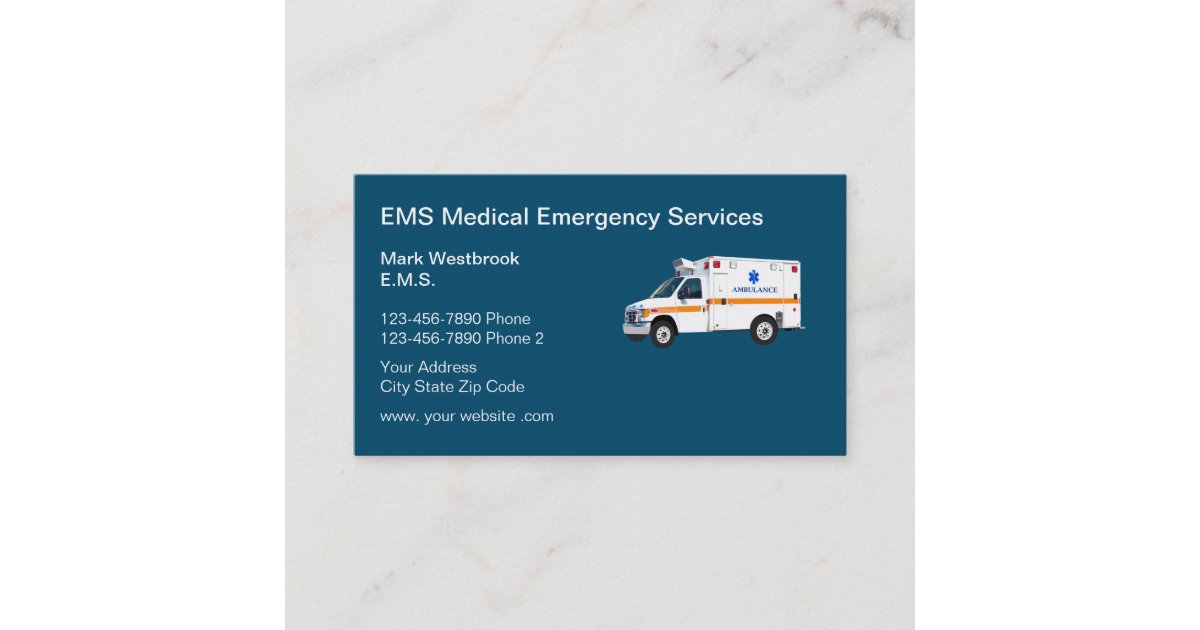 EMS EMergency Medical Services Business Card | Zazzle