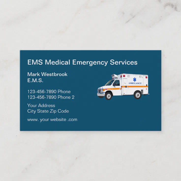 EMS EMergency Medical Services Business Card | Zazzle