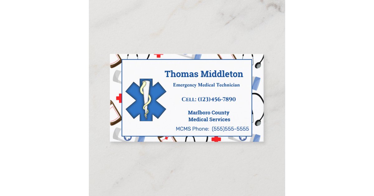 EMS / EMT Contact Calling Card | Zazzle