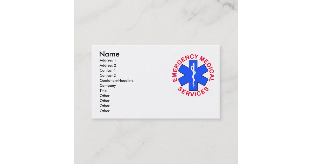 EMS EMT Contact Card | Zazzle