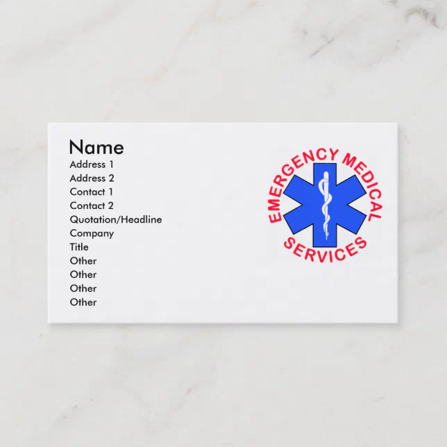 EMS EMT Contact Card | Zazzle