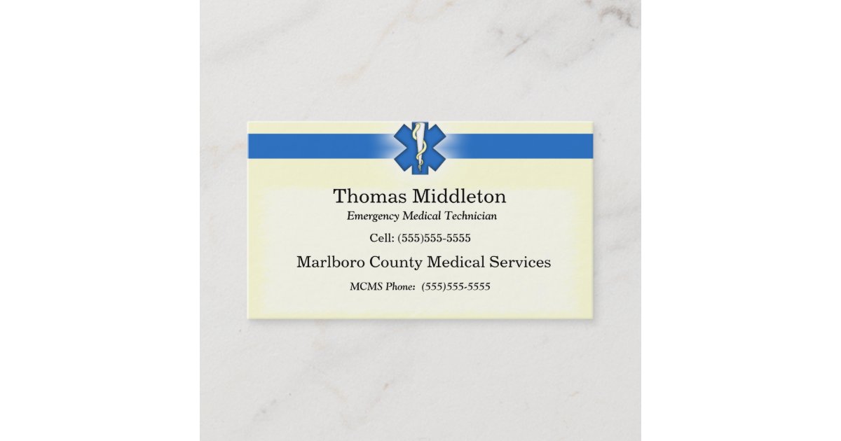 EMS / EMT Contact Card | Zazzle