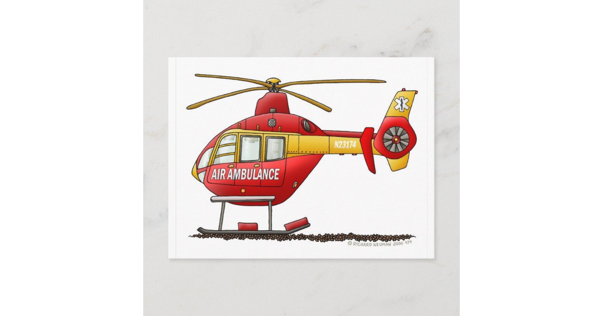 EMS EMT Rescue Medical Helicopter Ambulance Postcard | Zazzle