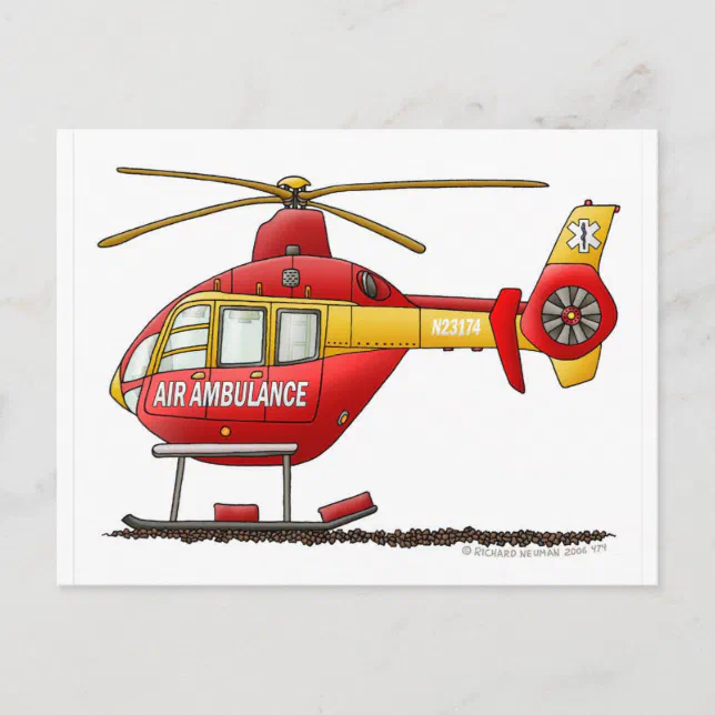 EMS EMT Rescue Medical Helicopter Ambulance Postcard | Zazzle
