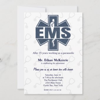 EMS retirement Denim texture Invitation | Zazzle
