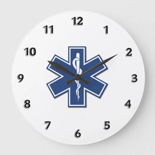 EMS Star of Life Large Clock | Zazzle