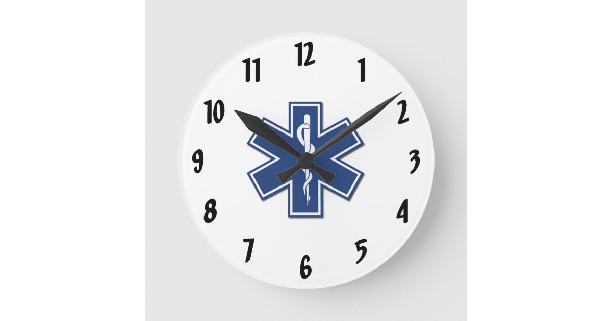 EMS Star of Life Round Clock | Zazzle