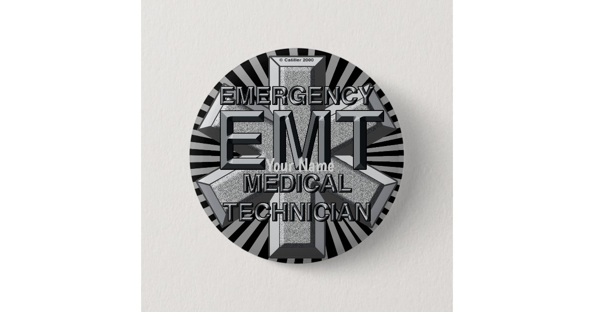 EMT Gray Logo pin | Zazzle