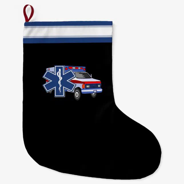 EMT Paramedic EMS Ambulance Large Christmas Stocking | Zazzle