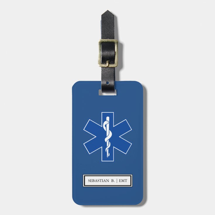 EMT Paramedic Symbol Custom Luggage Tag | Zazzle