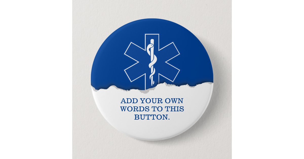 EMT Paramedic Symbol Custom Pinback Button | Zazzle