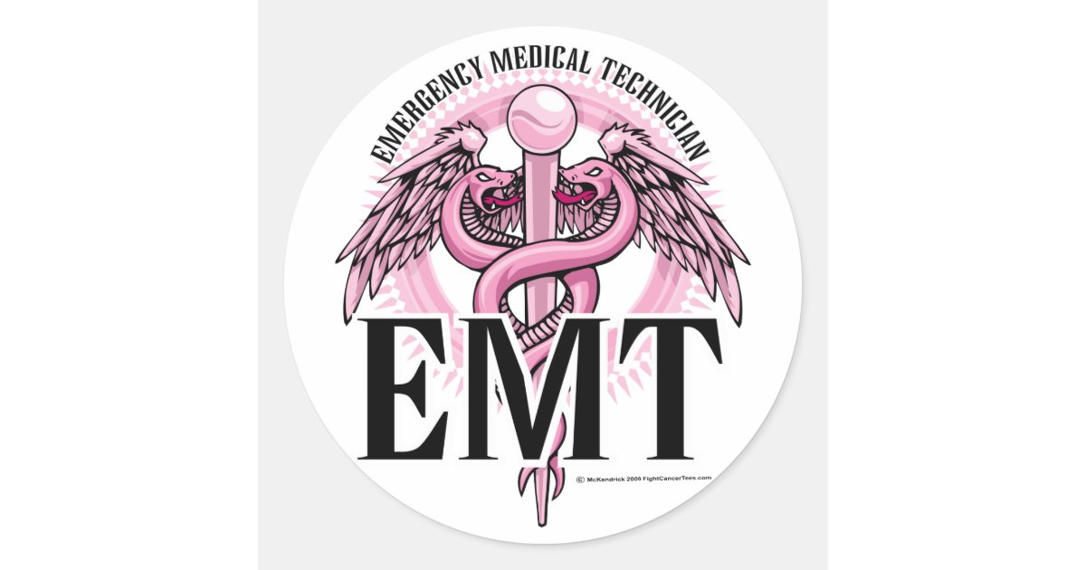 EMT Pink Caduceus Classic Round Sticker | Zazzle