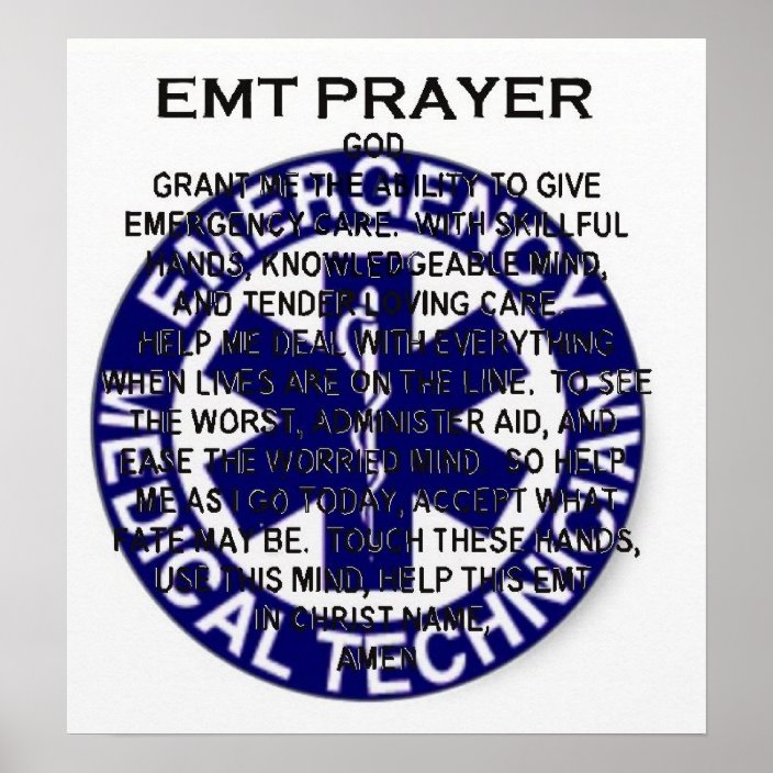 EMT Prayer Poster | Zazzle.com