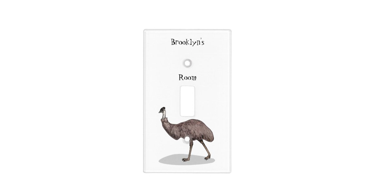 Emu bird cartoon illustration light switch cover | Zazzle