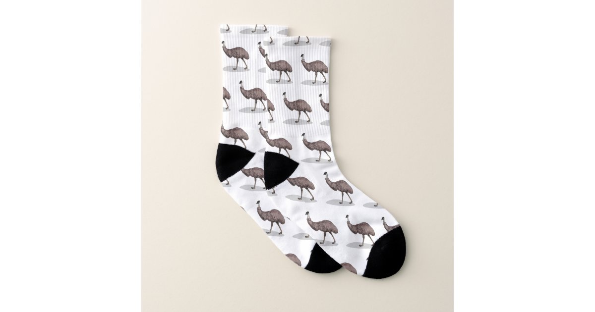 Emu bird cartoon illustration socks | Zazzle