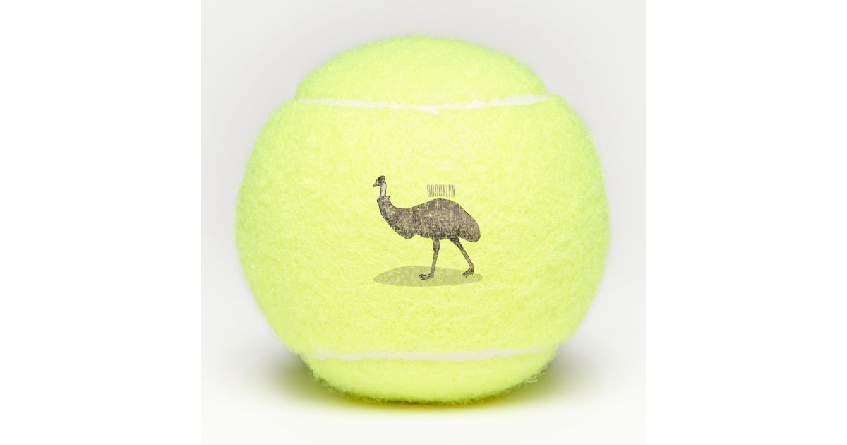 Emu bird cartoon illustration tennis balls | Zazzle