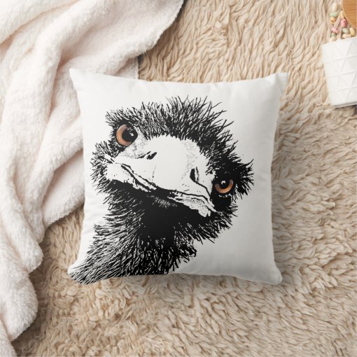 Emu – Pen and Ink Throw Pillow | Zazzle