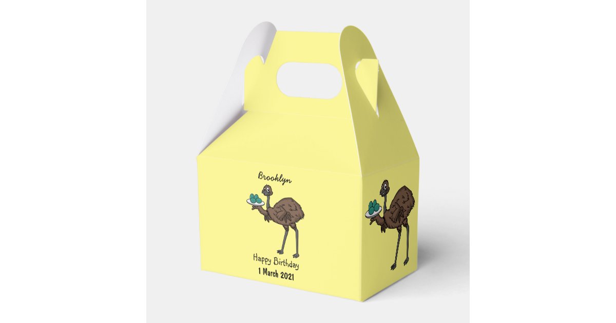 Emu with eggs cartoon illustration favor boxes | Zazzle